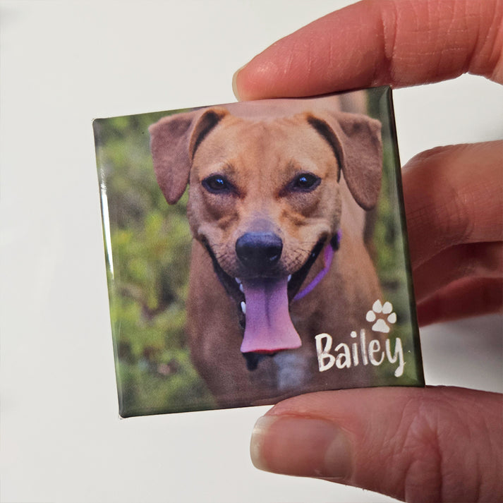 Photo Magnet with Dog Name | Custom Pet Magnet | Chick Magnets
